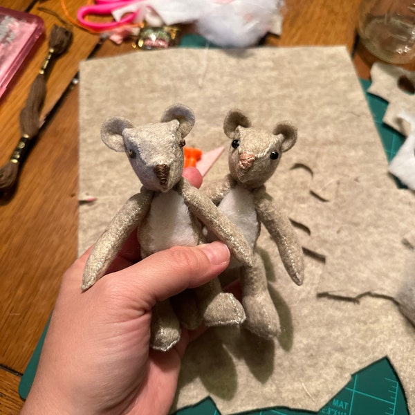 PDF Pattern - 4" Mini Jointed Felt Teddy Bear Download Sewing Pattern ...