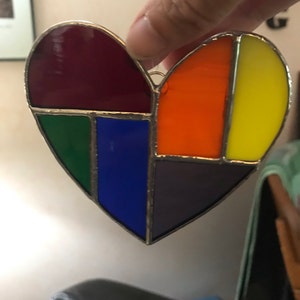 Stained Glass Small Rainbow Heart - Etsy