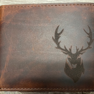 Mens Brown Leather Dog Hunting Wallet. RFID Blocking Genuine Leather ...