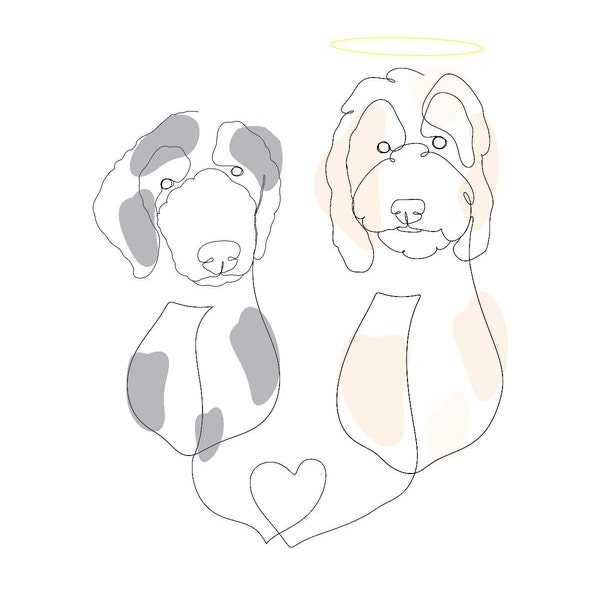 Custom Dog One Line Art With Color - Personalized One Line Art, Custom ...