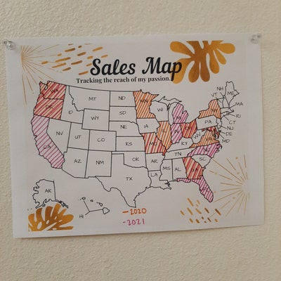 Sales Map Tracker Printable United States Etsy Sales Map, Goal Map ...