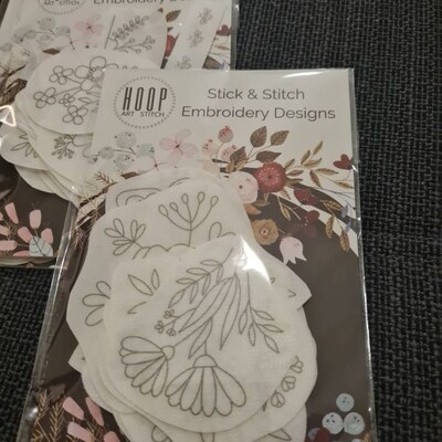 Cute Floral Hand Embroidery Pattern, Stick and Stitch Transfer Patch ...