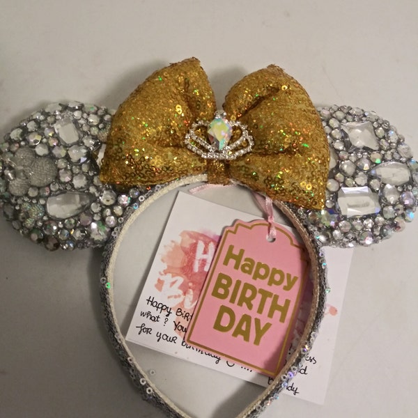 Rhinestone Silver Mickey Ears, Minnie Ears, Sequins Mickey Mouse Ears ...