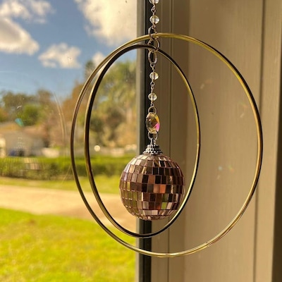 MINI DISCO BALL Suncatcher Crystal Mirror Ball Wedding Personalize ...