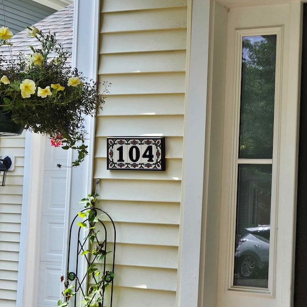 House Numbers Address Tiles Framed Set Custom Address Tiles Sign Hand ...