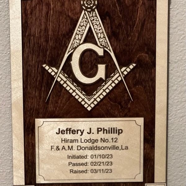 Masonic Plaque - Custom Wood Engraved - Etsy