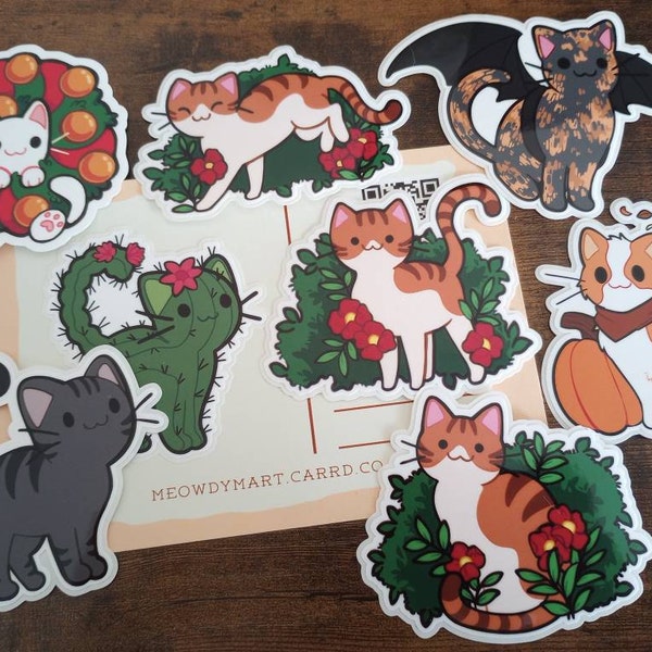 Tabby Cat Sticker Handmade Vinyl / Brown Tabby / Grey Tabby / Orange ...