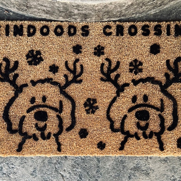 Reindoods Mat Custom Dog Mat- Custom Doodle Doormat - Funny Holiday Mat ...