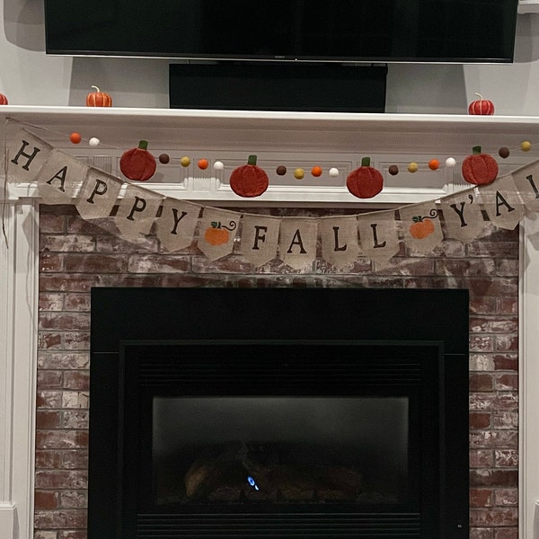 Happy Fall Y'all Burlap Banner, Happy Fall Yall Bunting, Happy Fall Y ...