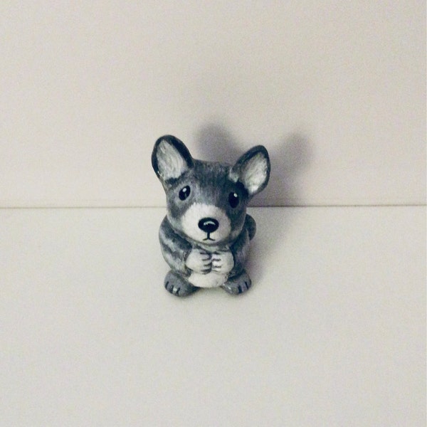 Bump, the Furry Little Bear - Gray and Black - Miniature Hand Sculpted ...