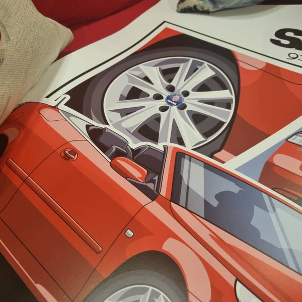 Saab 95 Aero Sedan Car Wall Poster Silver Saab Poster Wall Art Kids Man ...