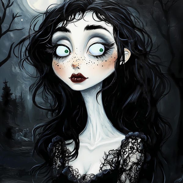 Digital Tim Burton Style Custom Portraits, Custom Halloween Portrait ...