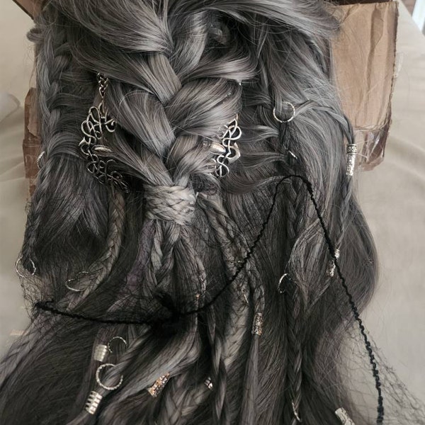 Braided Valkyrie Viking Wig With Metal Beads and Synthetic Dreadsto ...