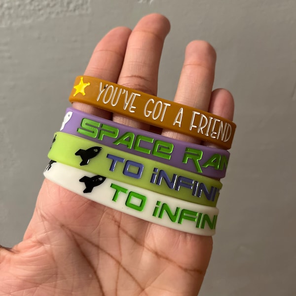 8 Toy Story BRACELETS Birthday Party Wristbands Woody Buzz Lightyear ...