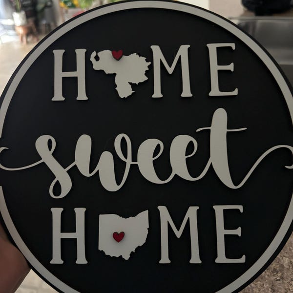 Home Sweet Home Round Double State Wood Sign | State to State Sign ...