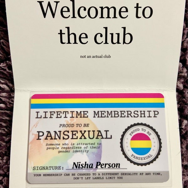 PANSEXUAL Lifetime Membership Card - Gay Pride Card - LGBT Identity ...