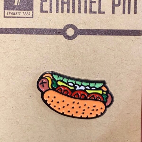 Chicago Style Hot Dog Enamel Pin - Cast in Black Metal - Chicago Foodie ...