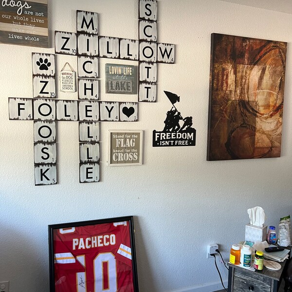 Large Scrabble Wood Tiles , 5.5" Wood Tiles Blocks, Tile Wall Art ...