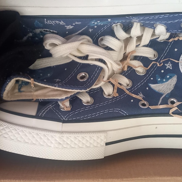 Custom Embroidered Converse, Hammerhead Sharks and Manta Ray ...