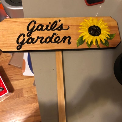 Sunflower Garden Sign Custom Carved Garden Signs Personalized Garden ...