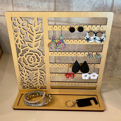 Jewelry & Trinkets Stand Svg, Floral Earrings Stand Svg, Glowforge ...