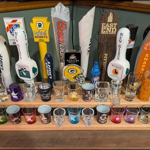 Pint Beer Glass(12) Bar Top Display Shelf Nat/black - Etsy