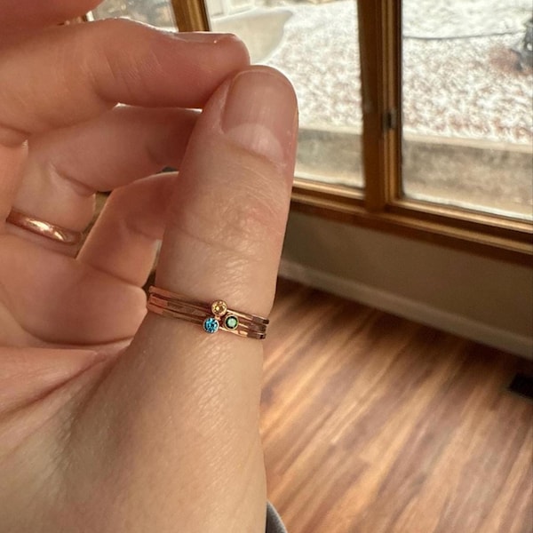 Mixed Texture Gold Stacking Ring Set of 3, Minimalist Stack Rings Set ...