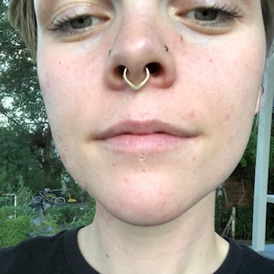 Septum Ring, Triangle Septum, Smooth Hammered, Triangle Nose Ring, Rose ...