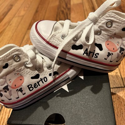 Personalized Cow Print Converse for Kids, Farm Farmer Boy Girl, Custom ...