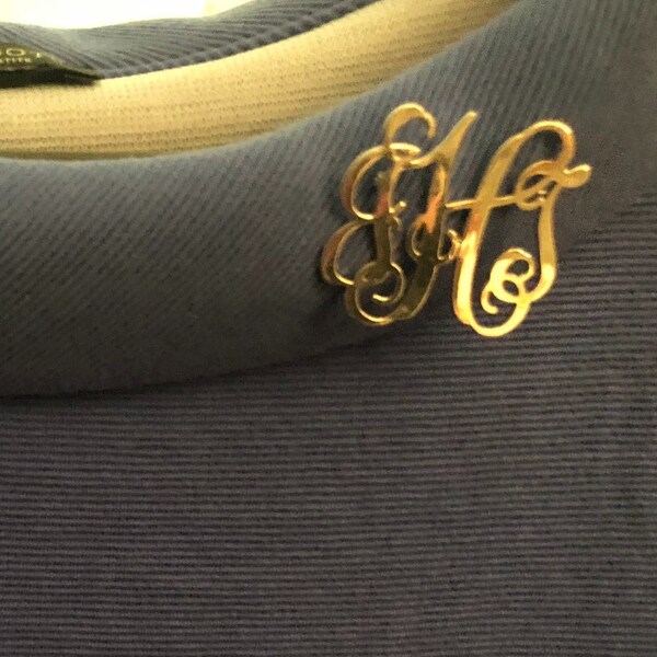 1" to 3", 3 Initials Monogram Brooch Pin in 925 Sterling Silver ...