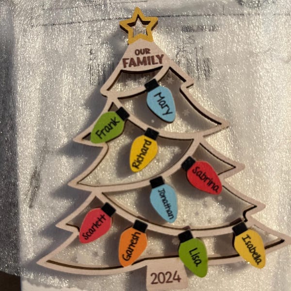 Family Christmas Ornament, Family Tree Ornament, Family Names Ornament ...