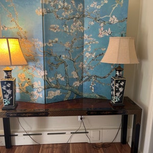 Imitation Wood Screen Print Canvas Room Divider Abstract Art Décor Free ...