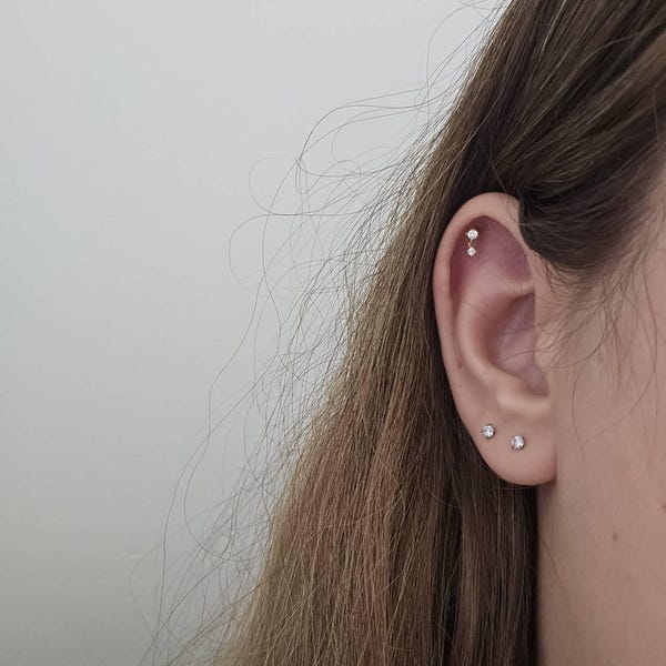 14K 16G 18G Gold Crown Eyebrow Ring/rook Barbell/curved Barbell/rook ...