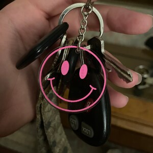 Custom Smiley Face Keychain Trendy Smiley Keyring Laser - Etsy