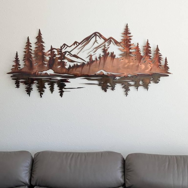 Copper Plated Mountain Reflections Metal Wall Art - Etsy