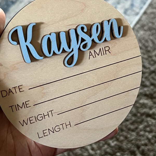 Newborn Baby Stats Sign, Wooden Birth Sign, Hospital Footprint Sign for ...