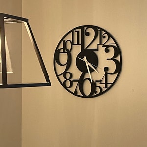 Corsiva Italic Numbers Metal Wall Clock 45cm Modern Designer | Etsy