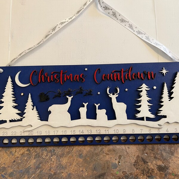 DIGITAL FILE, Christmas Countdown Calendar, Candy Cane Countdown, Reindeer Theme, 3 Layer SVG ...
