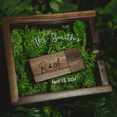 Clear Wood USB Box MOSS Filler & Heart USB Personalized Heart Shaped ...