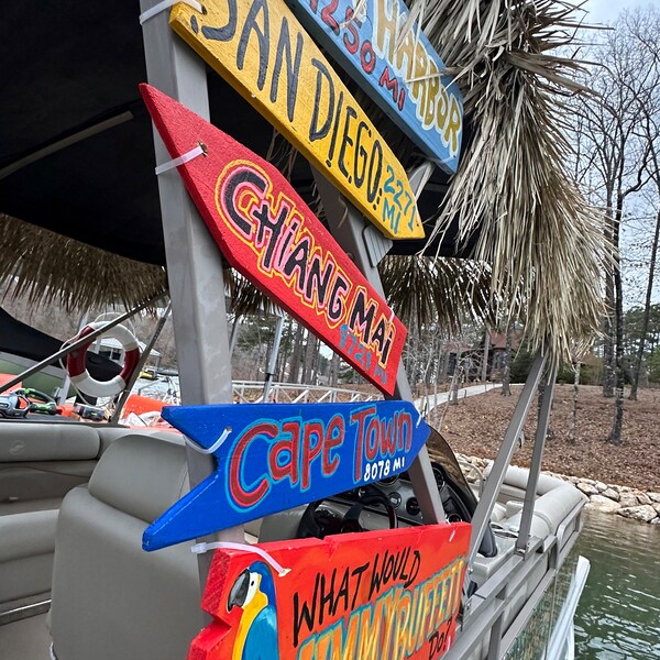 Oceanic Blue Rustic Custom Wood Signs , Signpost , Directional Sign ...