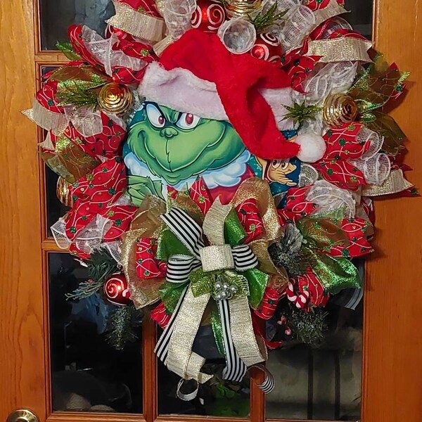 Grinch, Metal Wreath Sign, Door Decor, Round Wreath Sign. Now Taking ...
