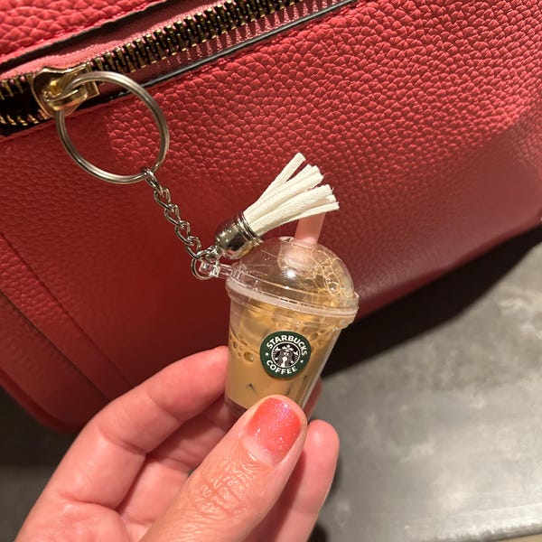 Mini Coffee Keychain //inspired Drink Keychain// Pink Drink Key Chain ...