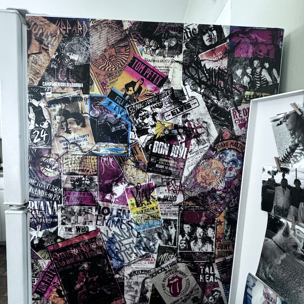 Retro Music Posters Collage Peel and Stick Wallpaper Wall Mural Rock ...