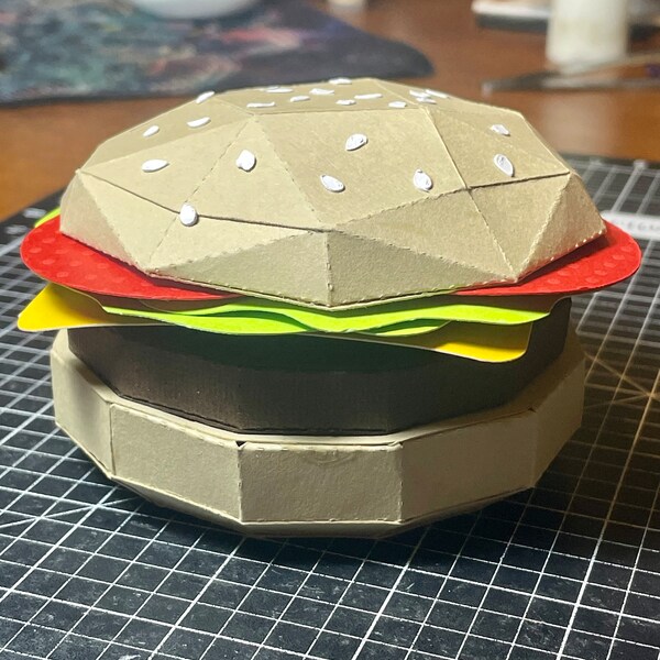 DIY Papercraft Hamburger,3d Papercraft,lowpoly Hamburger, Papercraft ...