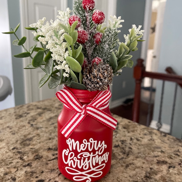 Christmas Tiered Tray Mini Floral Arrangement, Christmas Home Decor ...