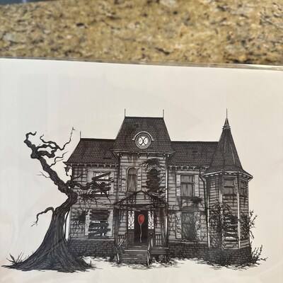 Edward Scissorhands Mansion ORIGINAL Drawing Pen and Ink Art, Tim ...