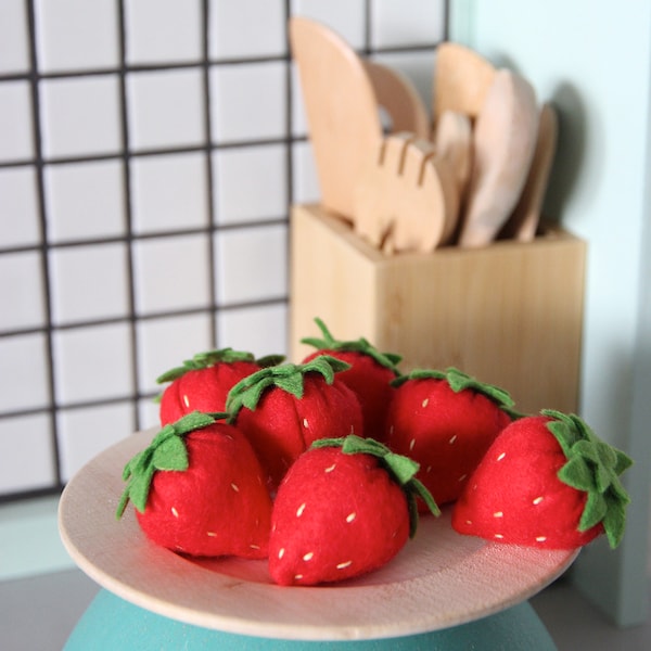 Strawberry Felt (pretend Play Food, Fruits Vegetables, Kids Kitchen ...