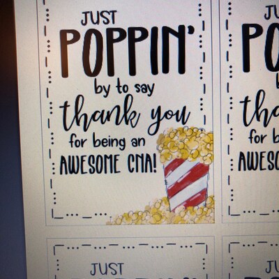 EDITABLE Just POPPIN by to Say Thank You Popcorn Gift Tags Printable ...
