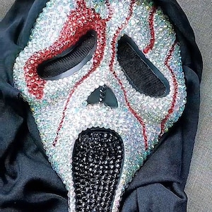 Ghostface Scream Iridescent Bling Rhinestone Crystal Mask - Etsy