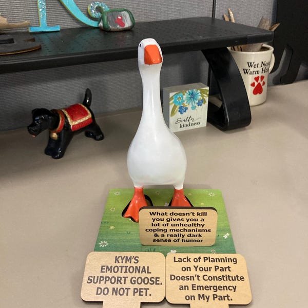 Emotional Support Desk Goose, Customized Sign, Stand for ...